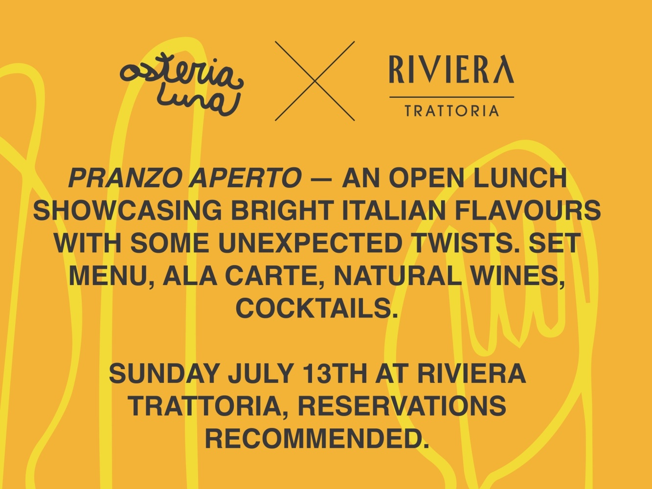 Event: Osteria Luna X Riviera Trattoria present “Pranzo Aperto ...